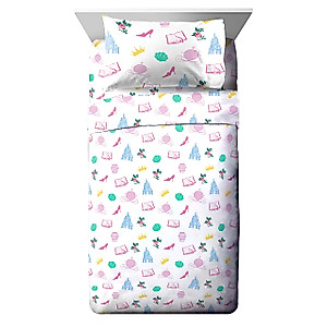 Jay Franco Disney Princess Sassy 4 Piece Twin Bed Set - Includes Comforter & Sheet Set - Super Soft Fade Resistant Polyester - (Official Disney Product)