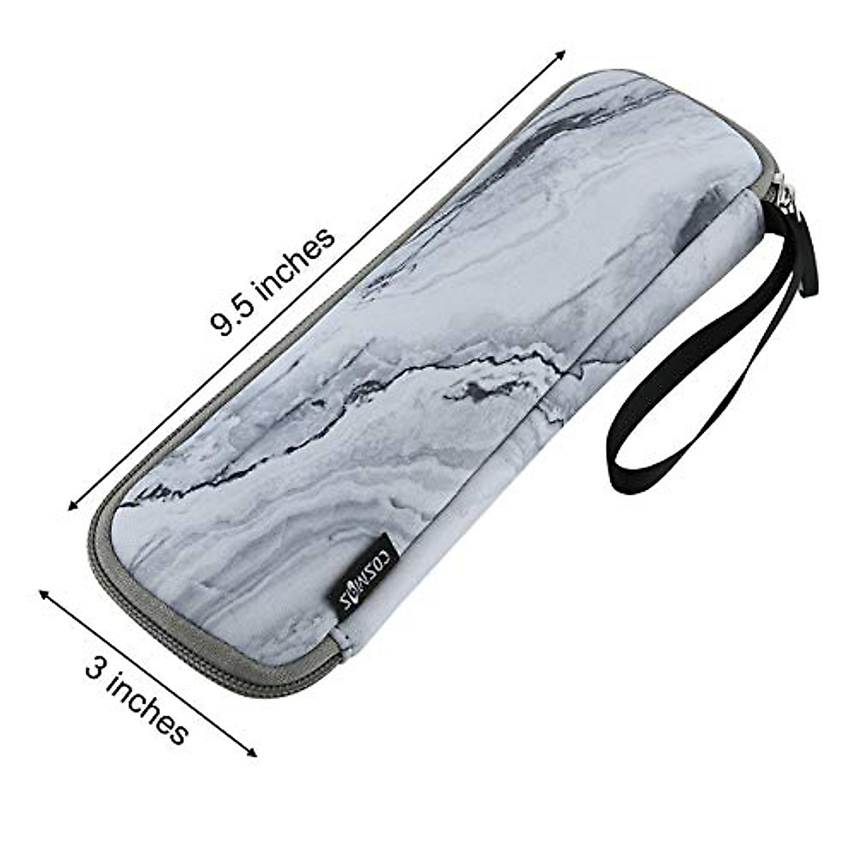 CM Reusable Portable Travel Tableware Carrying Bag Storage Case Cutlery Flatware Organziers for Straw Spoon Fork Chopsticks Utensil Holder (Marble White Pattern)