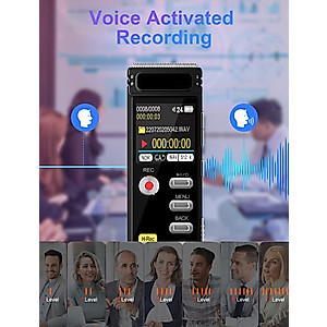 48GB Digital Voice Recorder:Voice Activated Recorder with Playback,1536KBPS Digital Audio Recorder with Build-in Microphones,Noise Reduction and 32GB TF Card for Lectures Meetings,Interviews