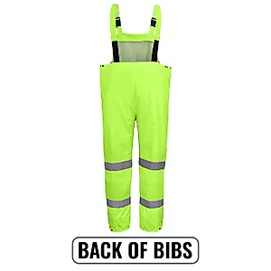 Global Glove FrogWear GLO-8000 Unisex High-Visibility Rain Suit, Lightweight Three-Piece Rain Gear with Waterproof Jacket, Bibs, and Detachable Hood – Neon Yellow, X-Large
