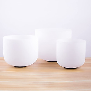 ENERGYSOUND D Note Sacral Chakra Frosted Quartz Crystal Singing Bowl 11 inch mallet and o-ring included