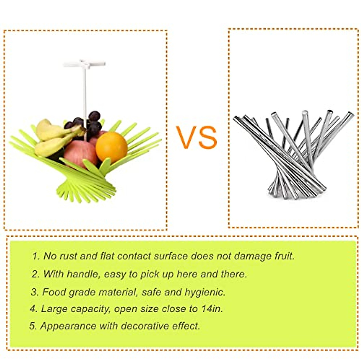 Fruit Basket for Kitchen Counter, Creative Foldable Rotation Fruit Bowl with 4 in 1 Multifunctional Melon Baller Scoop Set, Modern Countertop Fruit Holder for Kitchen Dinning Table Storage Decor