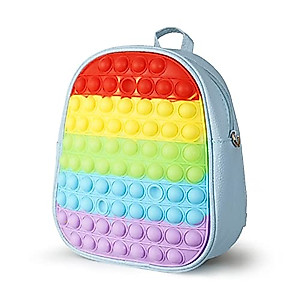 Pop Purse Backpack for Girls Fidget Mini Backpack, Fidget School Pop It Purse or Backpack for Kids & Teenagers with Adjustable Shoulder Strap, Blue