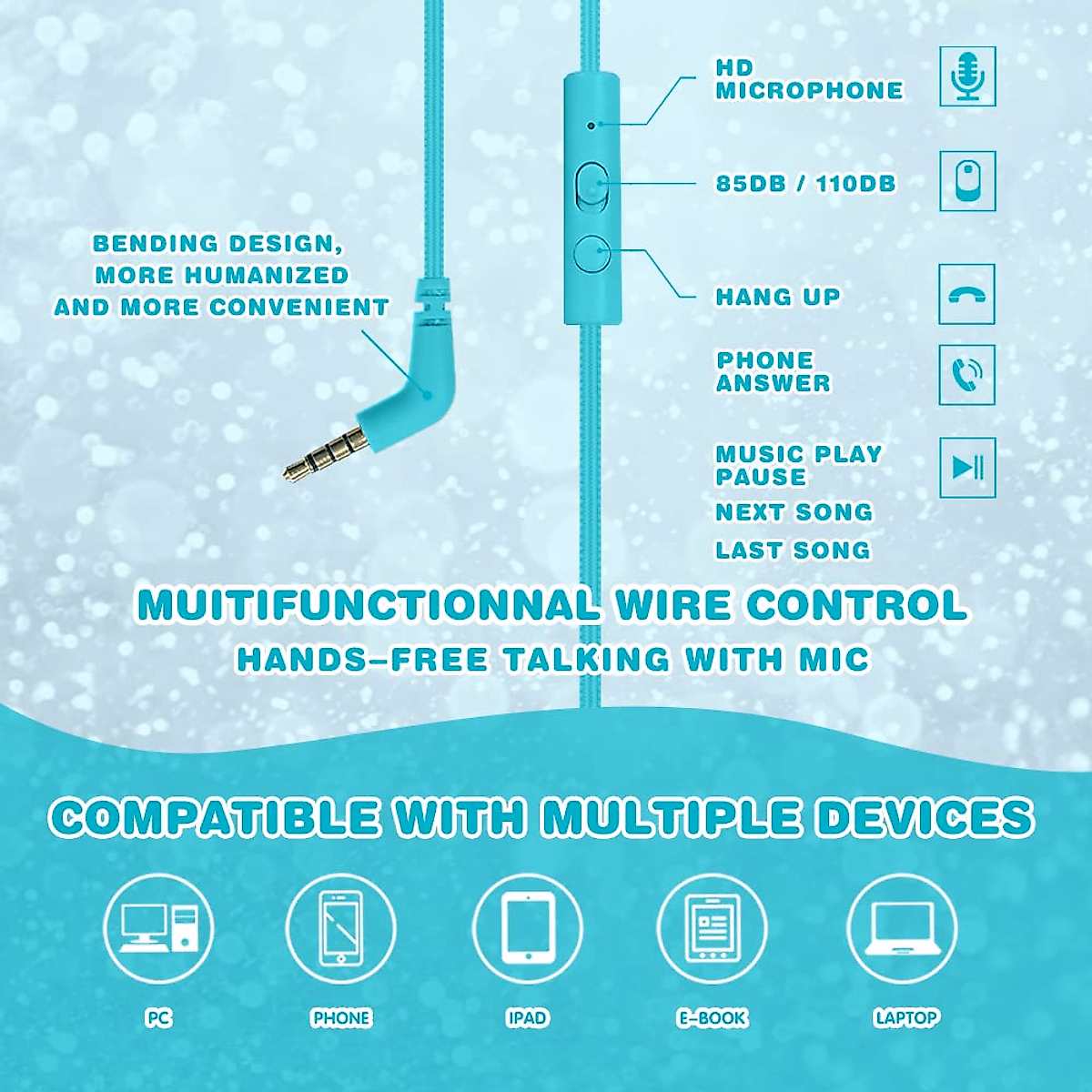 MIDOLA Headphone Kids Volume Limited 85/110dB Wired Over-Ear/On-Earr Foldable Headset with Inline Cable AUX 3.5mm Cord Mic for Boy Girl Child PC Notebook Tablet Purple