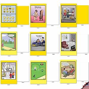 NobleWorks - 36 Assorted Bulk Box Set Funny Blank Greeting Cards with Envelopes, Mixed Humor Variety Pack - Friendship for Men, Women (36 Designs, 1 Each) - Whyatt's Blank Wishes AC9378OCB-B1x36