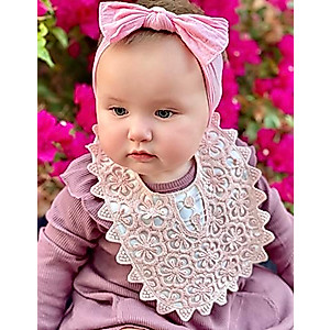 LEAL BABY Pack of 3 cute WATERPROOF Bibs, adjustable snap closure. Ideal for Drooling and Teething babies ages 0-36 months. (White, Pink, Ivory)