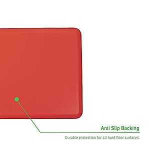 Mind Reader Anti Fatigue Comfort Floor Mat Kitchen Standing Mat Durable and Waterproof Perfect for Standup Desks, Kitchens, Garages, Relieves Foot, Knee, and Back Pain, 16.5" x 27", Red