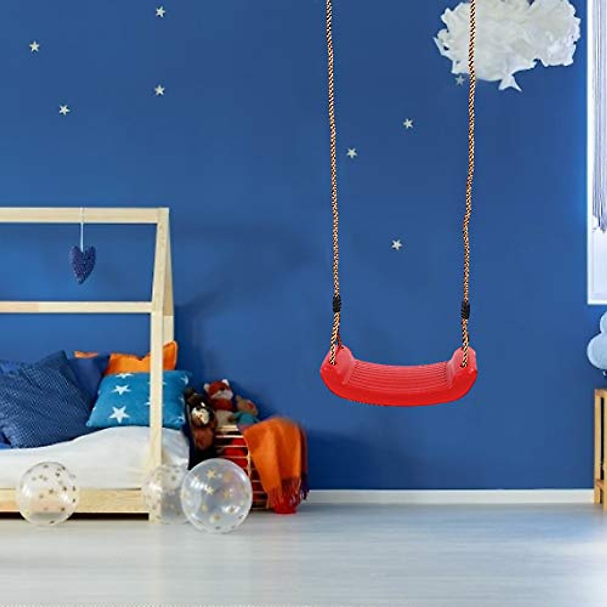 Childrens Garden Swing Seat, Stable PVC Kids Swing Seat Replacement, Plastic Swing Seat for Children, Easy Installindoor, Rope Swing for Adults & Kids, Weatherproof Garden Accessories(Red)