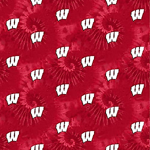 University of Wisconsin Cotton Fabric by Sykel-Licensed Wisconsin Badgers Tye Dye Cotton Fabric