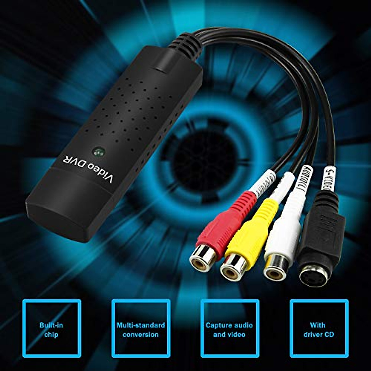 Little World The VHS to Digital Converter - USB 2.0 Audio/Video Converter, Video Capture Card VHS Box VHS VCR TV to Digital Converter Windows 2000/Win Xp/Win Vista/Win 7/Win 8/ Win 10/ Win 11/ Mac