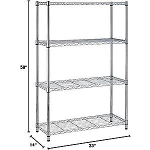 BestOffice Adjustable Wire Shelving Storage Shelves Heavy Duty Shelving Unit for Small Places Kitchen Garage (Chrome, 36×14×54)