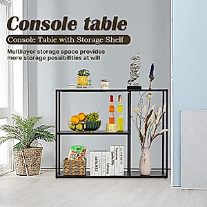 HDANI Console Table, Narrow Entryway Table, 3 Tier Metal Hallway Table, 9.8''Dx31.5''Wx29.7''H(Black)