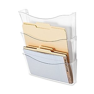 Rubbermaid Unbreakable Expandable Three-Pocket Wall File Set, Clear (65976)