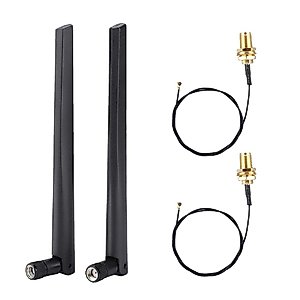 ASHATA External Antenna,2PCS M.2/NGFF Network Card Cable and 2x5DBi Antenna for Intel 9560NGW /9260AC/7265AC