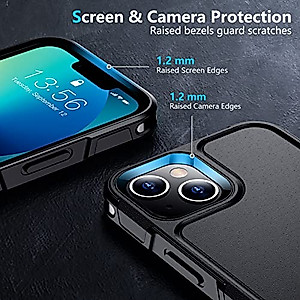 Temdan for iPhone 13 Mini Case [Military Grade Drop Protection] [Tempered Glass Screen Protector] Non-Slip Heavy Duty Full-Body Shockproof Phone Case-Black