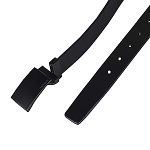 Calvin Klein Men's Reversible Dress Belt with Plaque Buckle, Black/Black, X-Large (42-44)