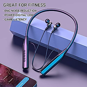 HURKEYE Bluetooth Headphones Neckband 45 Hours Playtime with Microphone Headset, IPX5 Waterproof Sport Earphones Wireless Earbuds for Clear Calls, Music,for Running Workout Fitness (Black)