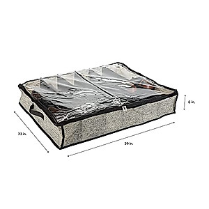 Simplify Black 12 Pair Under The Bed Box/Bag, Shoe, Space-Saving, Storage Solution, Closet Organizer, Made with Breathable Material