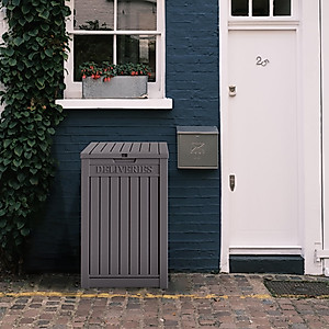 TPSOUM 48 Gallon Resin Package Delivery Box with Lockable Lid, Rust & Moisture Resistant Weatherproof Deck Box for Porches, Patios, Indoor & Outdoor Use