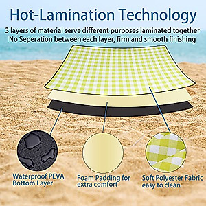 HulaFish Foldable 59''x79'' Extra Large Waterproof Picnic Blanket - Thick Outdoor Picnic Mat Perfect for Park and Beach, Water Resistant for Happy Picnic. Machine Washable Picnic Tote… (Green Gingham)