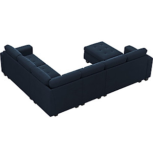 Belffin Modular Sectional Sofa Couch 7-Seater Convertible Sectional Sofa Velvet Modular Sectional with Storage Ottoman L Shaped Couch with Chaises Blue