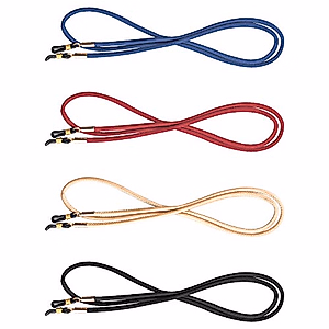 Tomorotec [4 Pack] Eyeglasses Holder Strap Cord, Eyeglass Retainer, PREMIUM PU LEATHER Eyeglasses String Holder Chain Necklace, Glasses Cord Lanyard with Free Microfiber Cleaning Cloths (4 Colors)