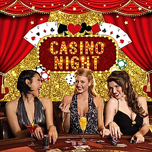 Winrayk 125Pcs Casino Theme Party Decorations Birthday Supplies Casino Red and Black Balloon Garland Poker Tablecloth Casino Backdrop Dice Poker Balloon Casino Games Las Vegas Casino Party Decorations