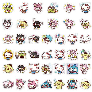 200Pcs Kawaii Stickers, Kittty Stickers Melody Kuromi Stickers for Kids Teens Adults, Water Bottles Stickers, Aesthetic Vinyl Waterproof Stickers for Laptop, Bumper, Skateboard, Phone