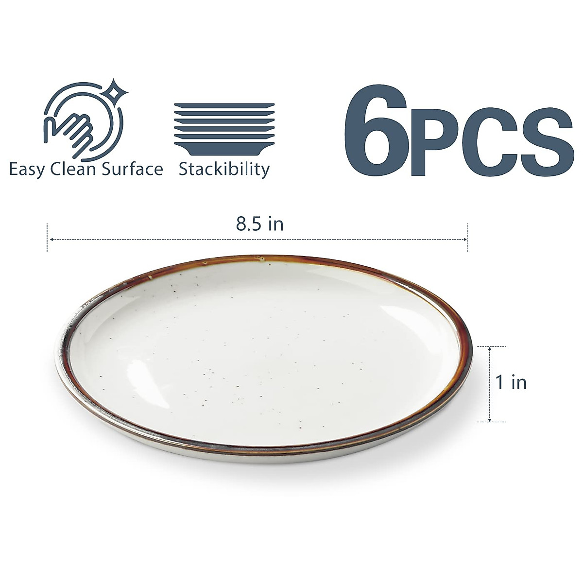 ONEMORE 30 oz Pasta Bowls and 8.5 inch Salad Plates Bundle - Microwave, Oven and Dishwasher Safe - White