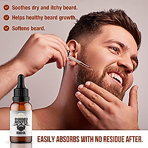 Rugged Roots Beard Oil and Conditioner Natural Beard Care Made with Tobacco Vanilla Scented Premium Oils- Softens Beard and Promotes Healthy Beard Growth-Small Gift for Men, Perfect Stocking Stuffer