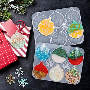 Vellibring Christmas Resin Molds Silicone, 2 Pieces Christmas Ornaments Molds Round Epoxy Resin Molds with Letter Snowflake for Resin Casting DIY Christmas Tree Pendant Home Decoration Crafts