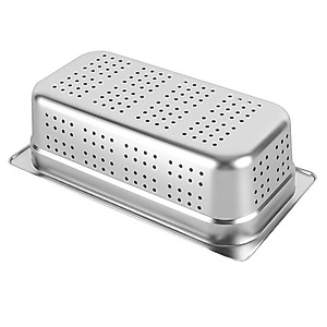 2-Pcs 1/3 Size 4" Deep, Anti-Jam Perforated Stainless Steel Steam Table Pan, Commercial Stainless Steam Pan for Restaurant Hotel