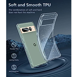 PUJUE for Google Pixel 7-Pro Clear Case: Pixel 7 Pro Dual Shockproof Protective Cell Case | Anti-Yellowing Silicone TPU | Full Protection Slim Bling | Clear Bumper Rubber Cell Phone Cover