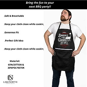 LIKENORTH funny aprons for men Hilarious mens apron for cooking kings chef apron for men,Perfect for bbq & grill shenanigans (I only smoke the good stuff)
