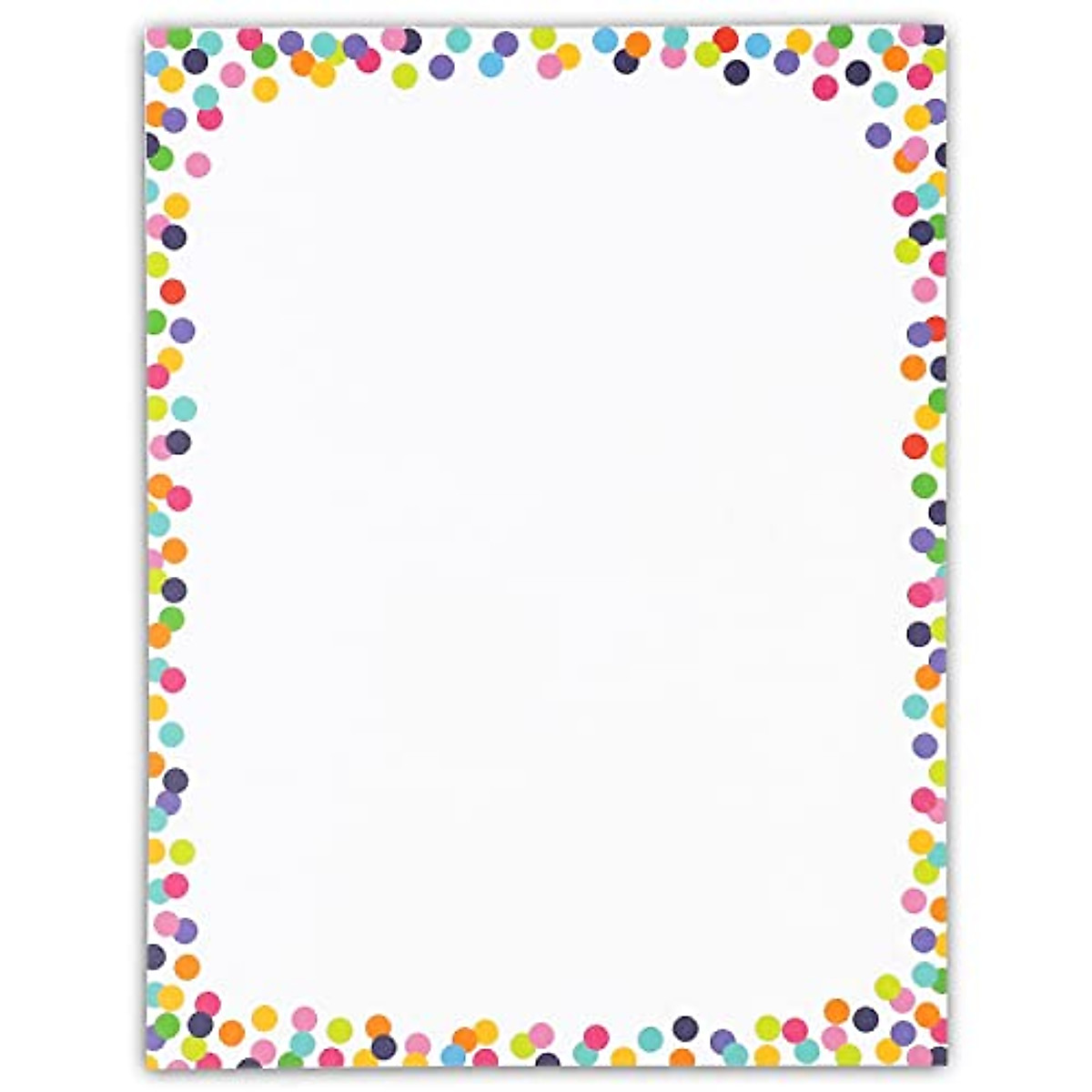 96 Sheets of Confetti Stationery Paper for Writing Letters, Invitations with Decorative Border (8.5 x 11 In)
