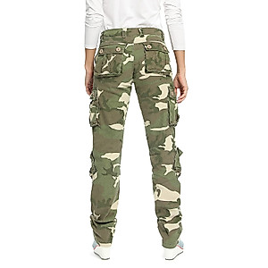 Mesinsefra Womens Cargo Pants with Pockets Outdoor Casual Ripstop Camo Military Combat Construction Work Pants Camo 34-10