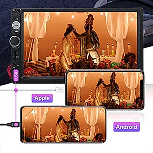 SKsek Double Din 7 Inch Car Stereo with Mirror Link, MP5 Multimedia Sensitive Touch Screen Car Radio with 8LED Backup Camera, Remote Control Support Multiple Audio FM Radio Wireless USB/SD/AUX