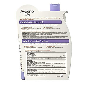 Aveeno Baby Calming Comfort Bath & Lotion Set, Night time Baby Skin Care Products with Natural Oat Extract, Lavender & Vanilla Scents, Paraben-Free, 2 Items