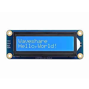 waveshare LCD1602 I2C Module AiP31068 Controller,16x2 Characters LCD Display,White Color with Blue Background 3.3V/5V, for Arduino/Raspberry Pi/Raspberry Pi Pico/Jetson Nano/ESP32/STM32