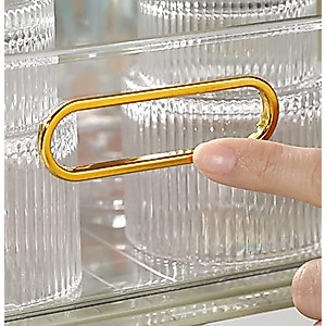 Elsjoy 2-Tier Basket Drawer Organizer, Pull-Out Cabinet Organizer Sliding Basket with Handle, Clear Basket Organizer for Under Sink, Kitchen, Bathroom, 14.5 x 10 x 16