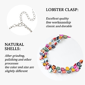 BULINLIN Boho Layered Shell Beaded Necklaces Handmade Colored Bead Choker Necklace Holiday Style Costume Jewelry for Women (Colorful)
