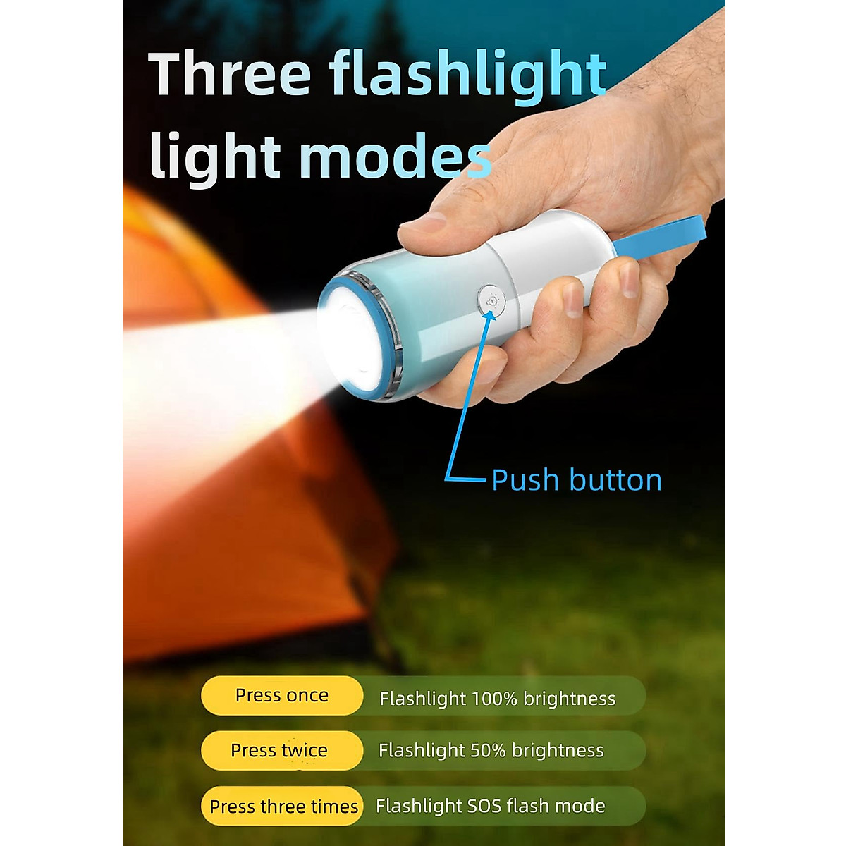 Yaindhi LED Flashlights -Camping Lantern Rechargeable Mini Camping Flashlights with 5 Modes, Powerful and Bright for Outdoor Use Power Outages, Hiking, Hurricane, Emergency, Home