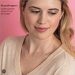 KEZEF 18k Gold Over Sterling Silver 1mm Box Chain Necklace Made in Italy | Sterling Silver Plated in 18K Gold Necklace For Women | Gold Chain Necklace Women, Men & Girls | Necklaces For Women Trendy