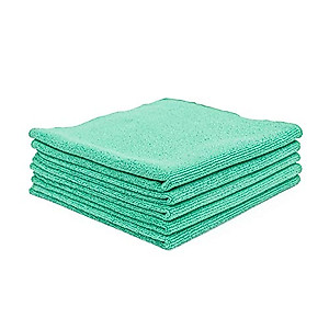 The Rag Company - The Pearl - Professional Microfiber Detailing Towel for Ceramic Coating Leveling and Sealant Removal, Safe and Scratch-Free with No Tags, 320GSM, 16in x 16in, Green (12-Pack)