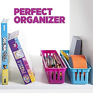 Prextex Classroom Pencil Organizer Pencil Basket or Crayon Basket, Variety Colors (12 pack)