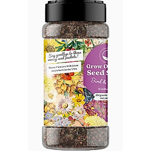 Bulk Wildflower Seed Shaker - Bird & Butterfly Garden Seed Mix | Bulk 180,000+ Seeds of Annual & Perennia l Hummingbird, Flower Seeds for Planting | No Messy Bags or Packets | 8 Ounce