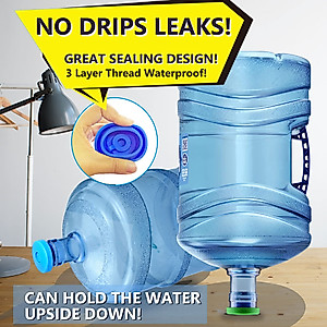 Striludo 3 Packs 5 Gallon Water Jug Cap,Reusable 5 Gal Caps for Water Jugs,Replacement Water Bottle Lids，Leak Proof Bottle Caps Fit 55mm Bottles,Multiple Colors