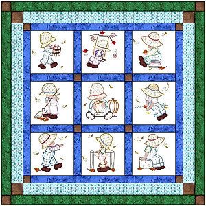 Quilt Kit Sunbonnet Sam/Pre Cut Ready to Sew/Finished Embroidery