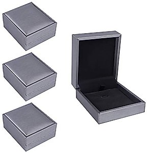 sdoot Necklace Pendant Box, 4 Pack PU Leather Jewelry Box, Grey Gift Boxes, Earring Storage Case for Proposal, Engagement, Wedding