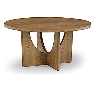 Signature Design by Ashley Dakmore Contemporary Dining Table with Geometric Base, Light Brown